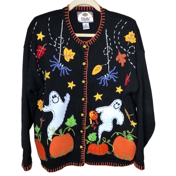 Tiara International | Sweaters | Vintage Halloween Fall Sweater Size ...
